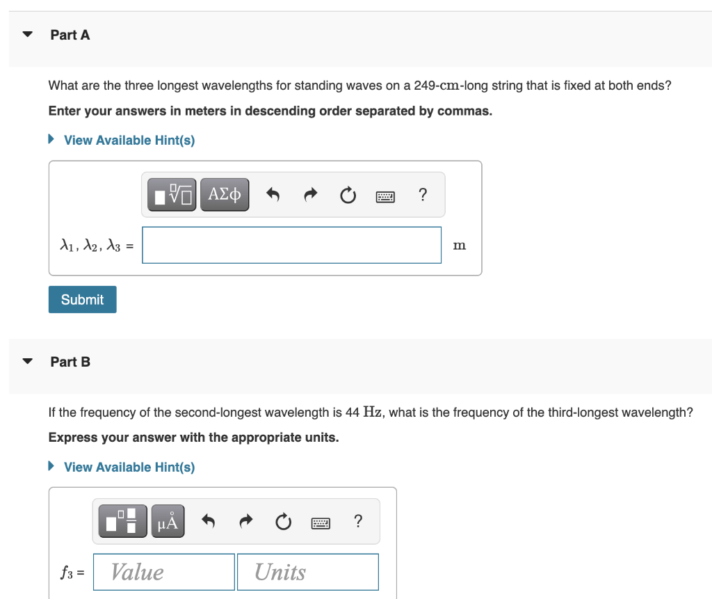 Solved What are the three longest wavelengths for standing | Chegg.com