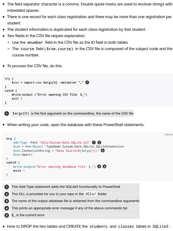 Lab 8: PowerShell Database Loader Introduction Lab 8 | Chegg.com