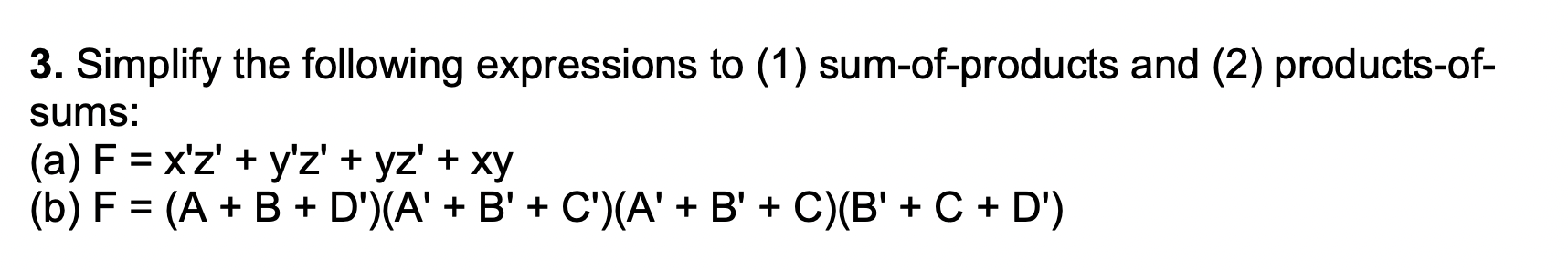 Solved 3. Simplify the following expressions to (1) | Chegg.com