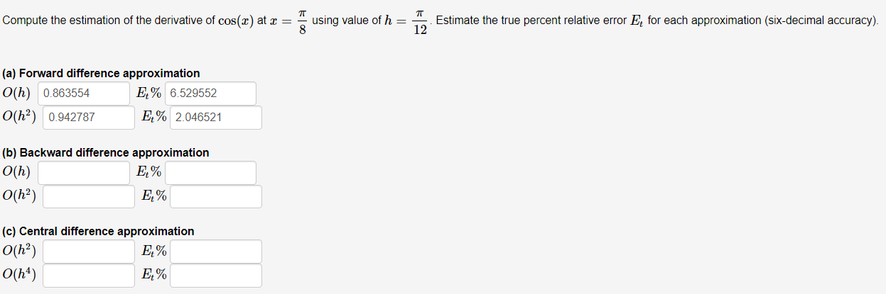 Solved Forward Finite-Difference Error O(h) Och?) Och) 0(h) | Chegg.com