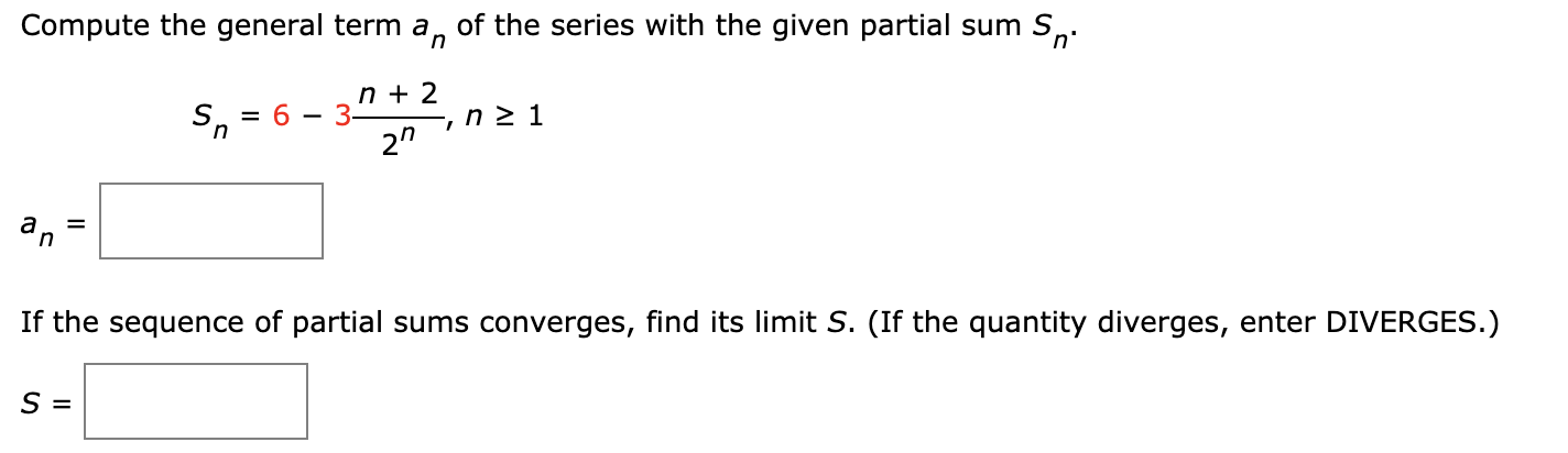 Solved Compute the general term an of the series with the | Chegg.com