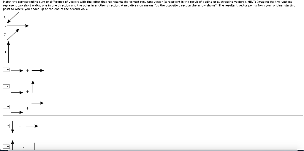 Solved Match the corresponding sum or difference of vectors | Chegg.com