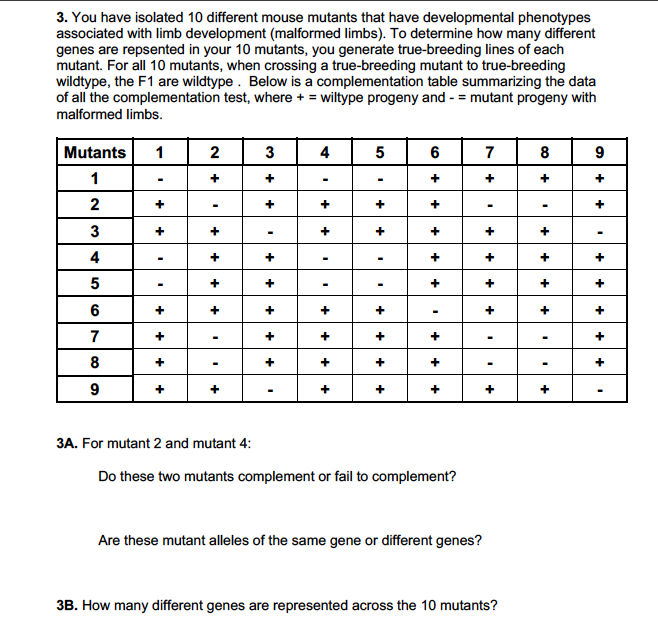 Solved 3. You have isolated 10 different mouse mutants that | Chegg.com