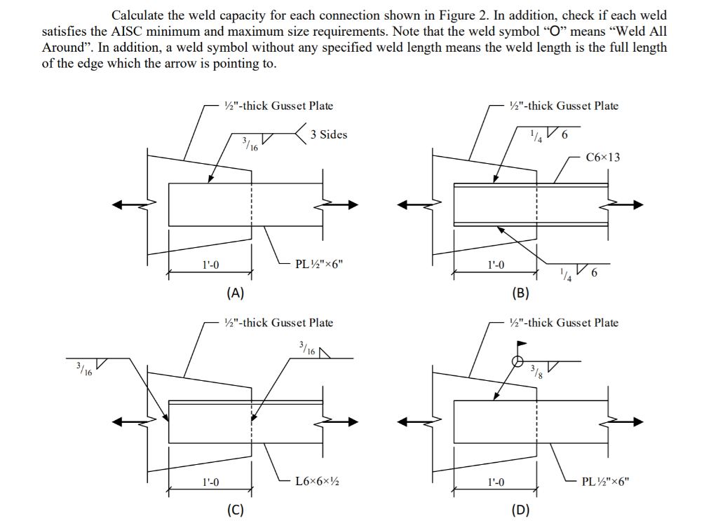 Solved Calculate the weld capacity for each connection shown | Chegg.com