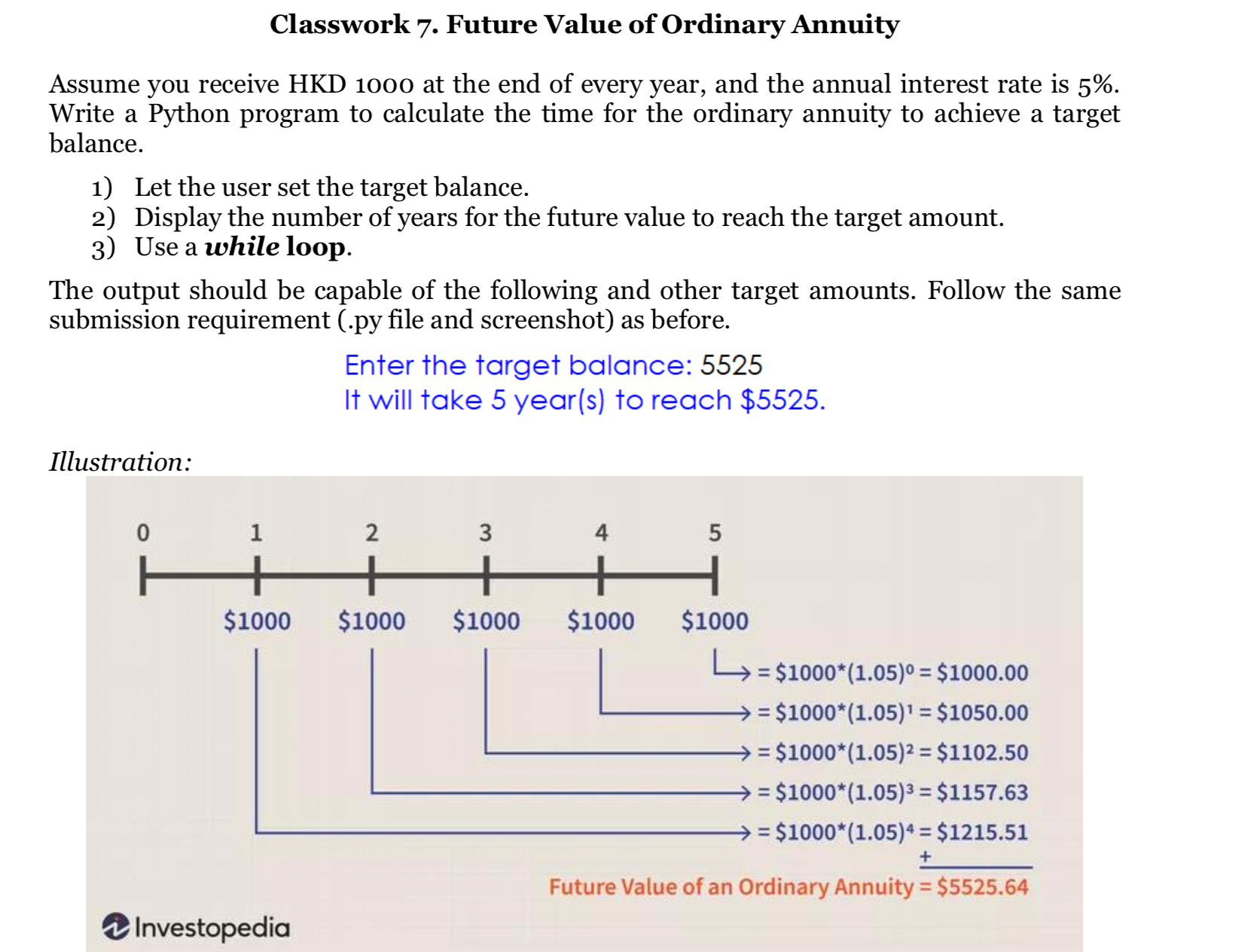 Solved Classwork 7. Future Value of Ordinary Annuity Assume | Chegg.com