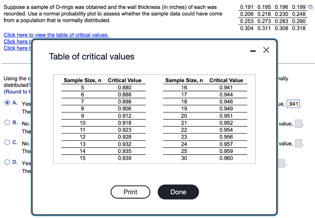Solved Suppose a sample of O-rings was obtained and the wall | Chegg.com