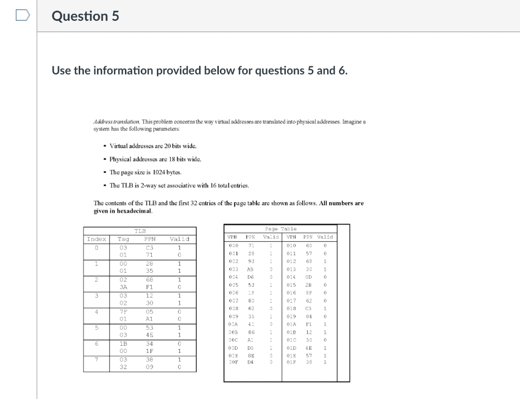 Solved Use the information provided in question 5. Part 2 | Chegg.com