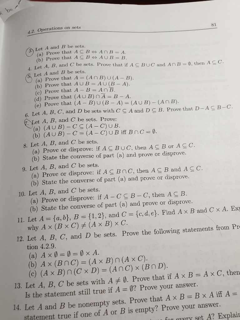 Solved 4.2. Operations on sets 81 3 Let A and B be sets. a) | Chegg.com