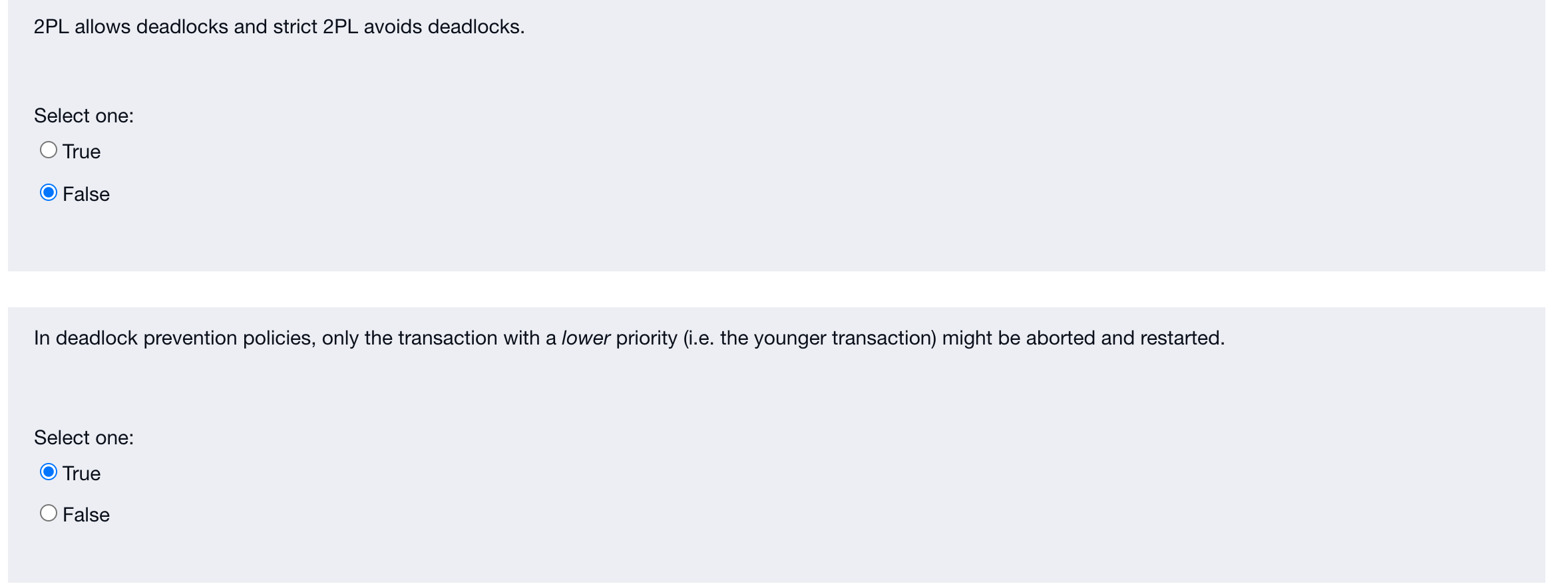 Solved 2PL allows deadlocks and strict 2PL avoids deadlocks. | Chegg.com