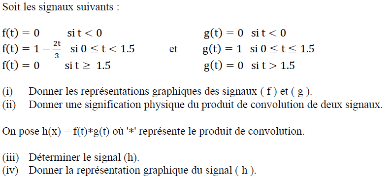 Solved Soit les signaux suivants : f(t) = 0 sit