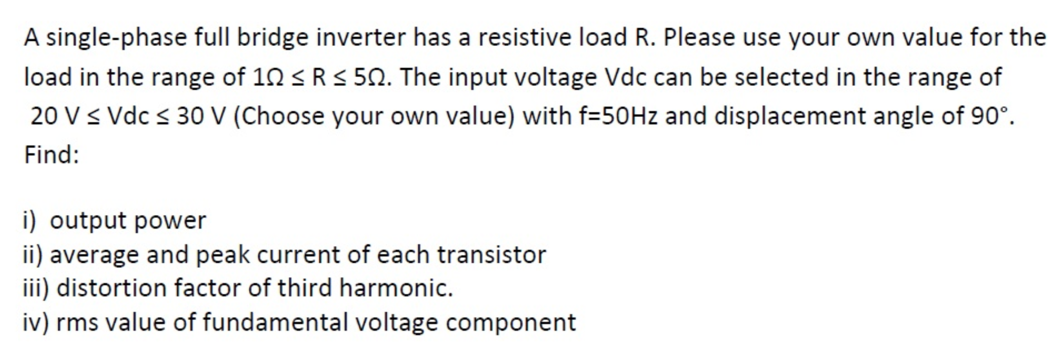 Solved The single-phase half-bridge transistor inverter | Chegg.com