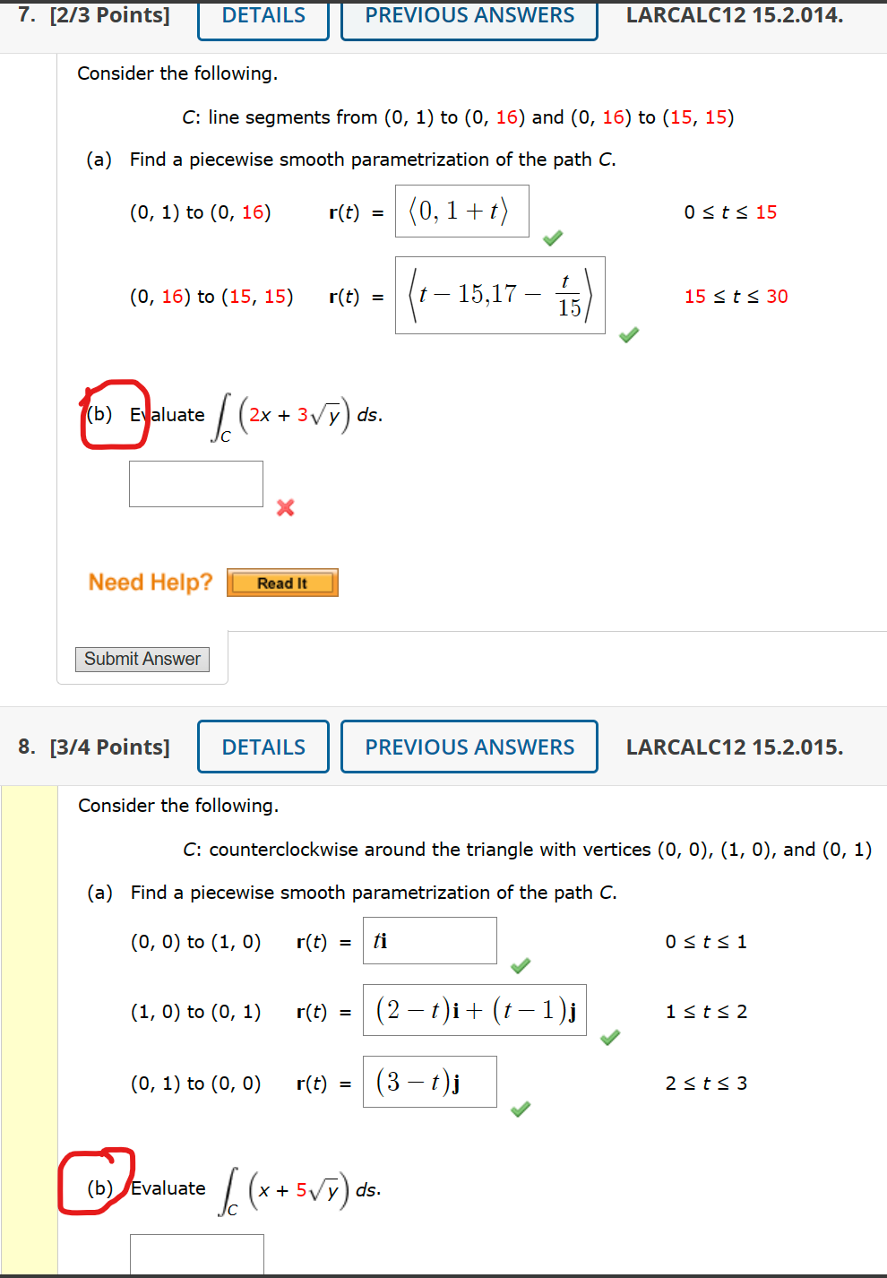 Solved Consider The Following C Line Segments From 0 1