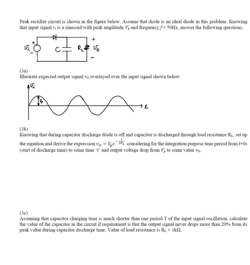 Solved Peak rectifier circuit is shown in the figure below. | Chegg.com