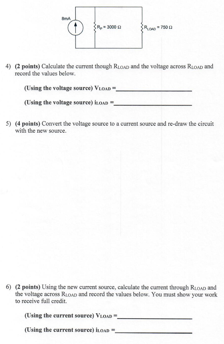 Solved 1) (2 points) Calculate the current though RLOAD and | Chegg.com