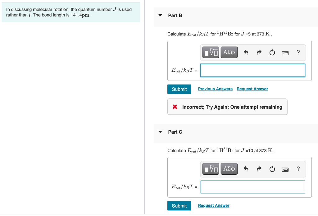 Solved In discussing molecular rotation, the quantum number | Chegg.com
