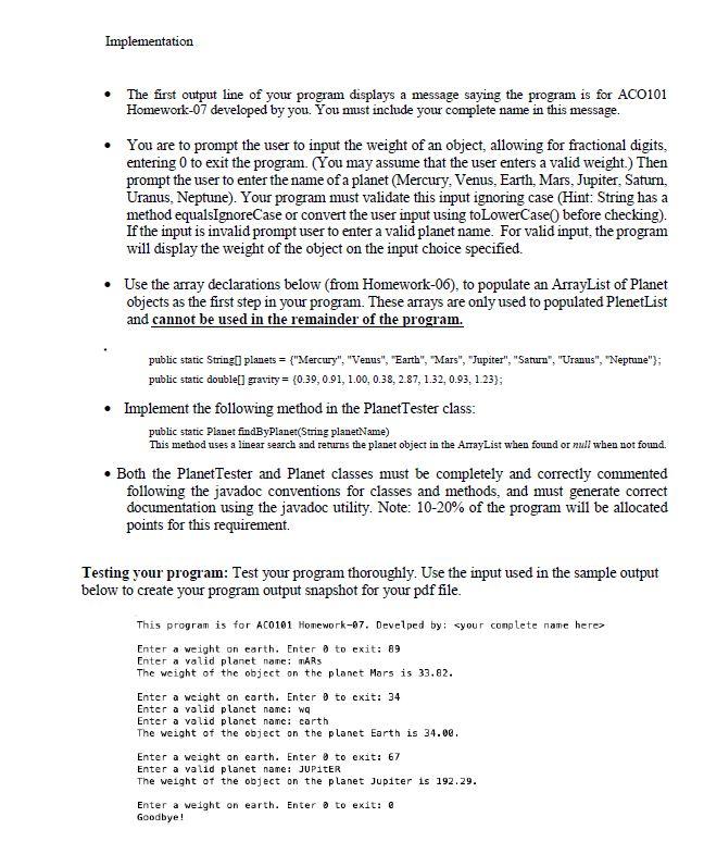Solved Implementation - The first output line of your | Chegg.com