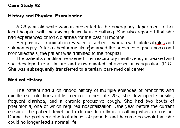 Solved Case Study #2 History and Physical Examination A | Chegg.com