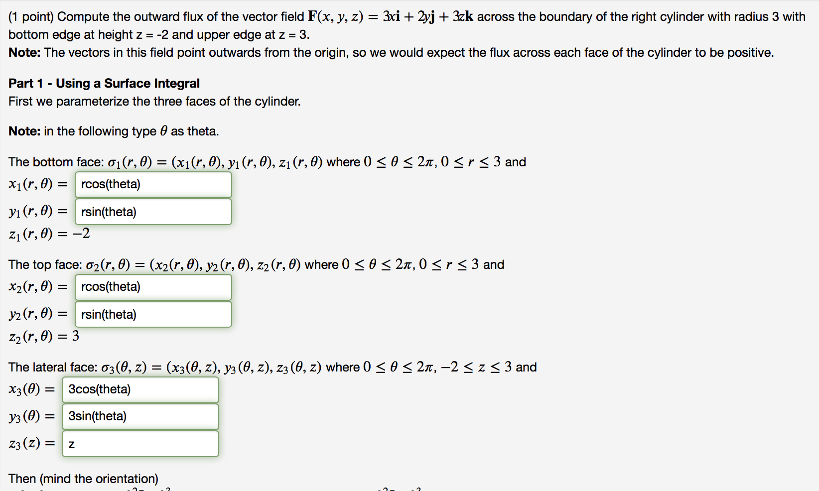 Solved (1 point) Compute the outward flux of the vector | Chegg.com
