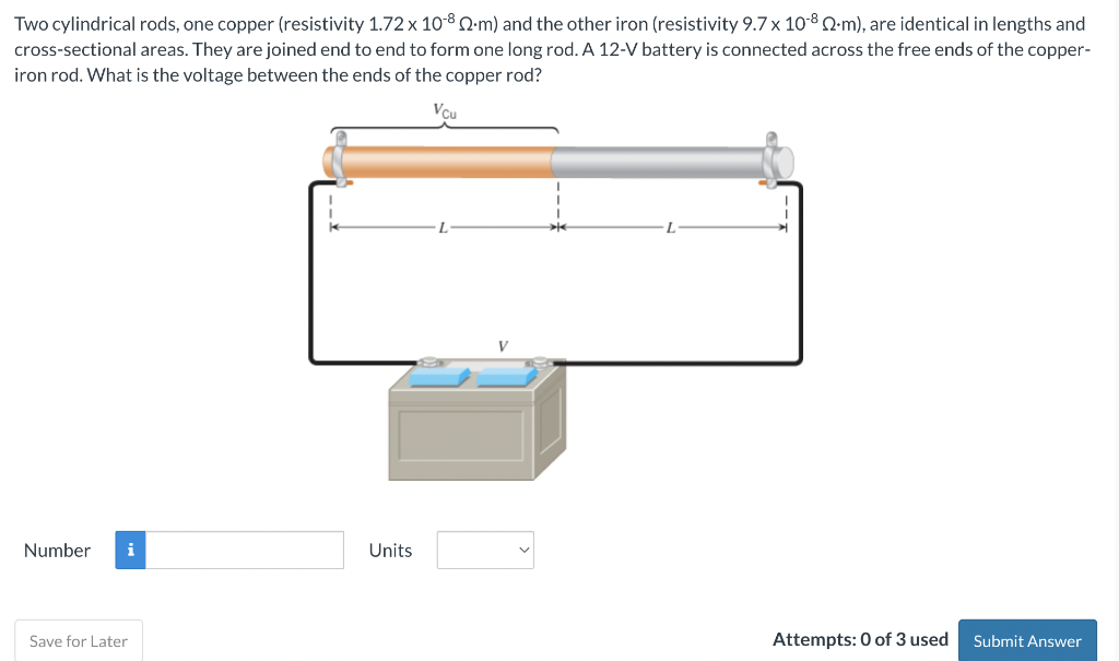Solved Two cylindrical rods, one copper (resistivity | Chegg.com