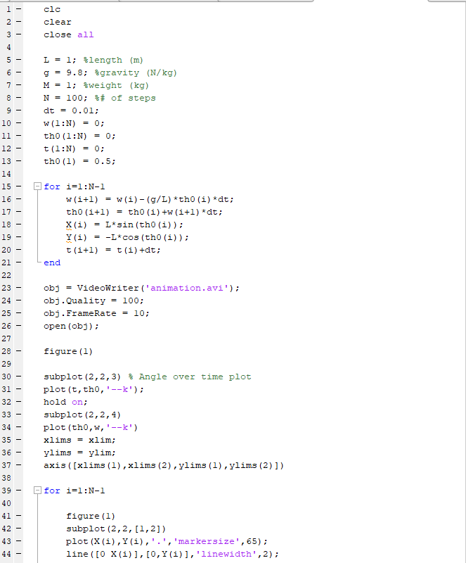 Solved I need help implementing ODE45 into my code. Any help | Chegg.com