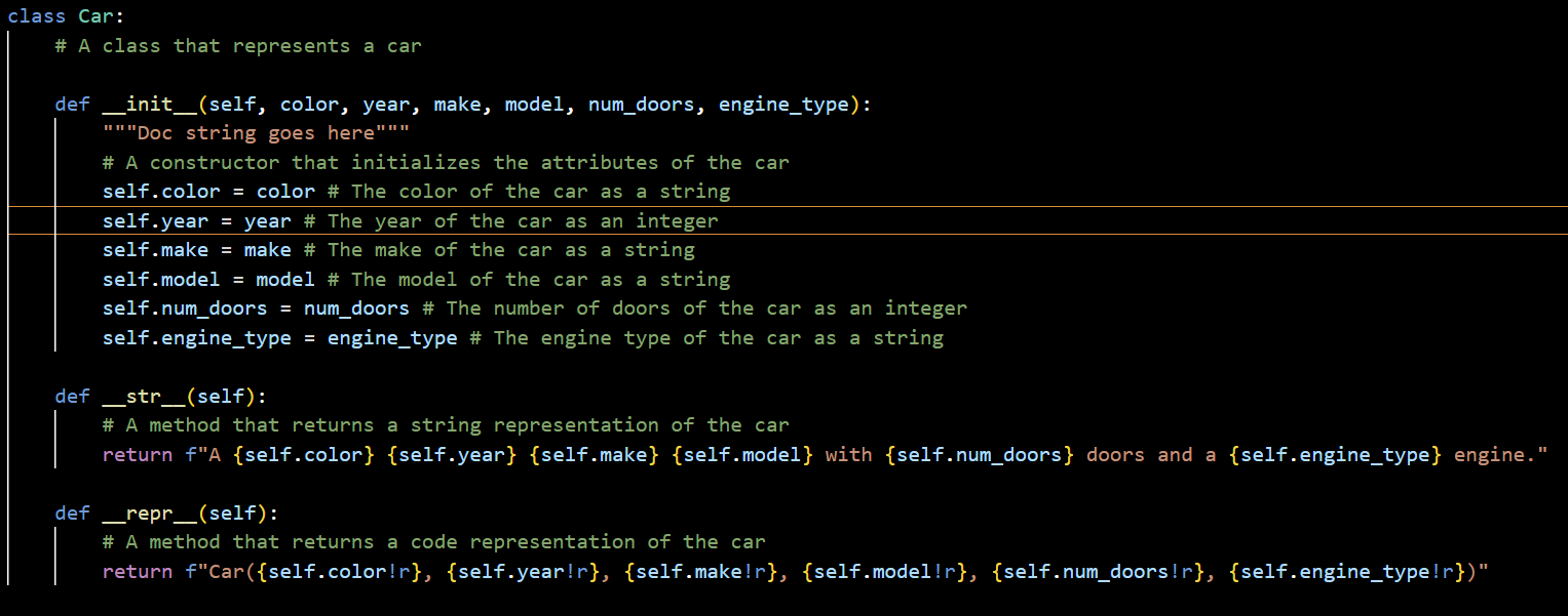 Solved Complete the following class, called Car.# The class | Chegg.com
