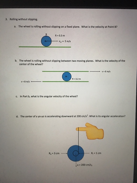 Solved 3. Rolling without slipping. a. The wheel is rolling | Chegg.com
