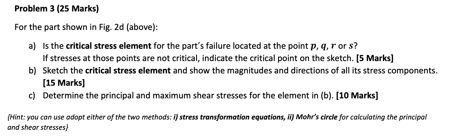 Solved Problem 3 (25 Marks) For the part shown in Fig. 2d | Chegg.com