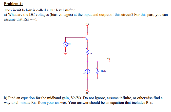 Solved Problem 4: The circuit below is called a DC level | Chegg.com