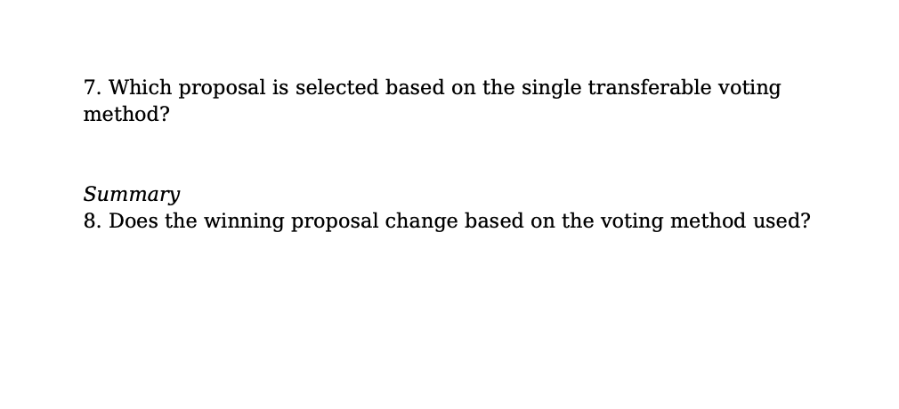 Solved 4. Condorcet Method and Single Transferable Vote - | Chegg.com