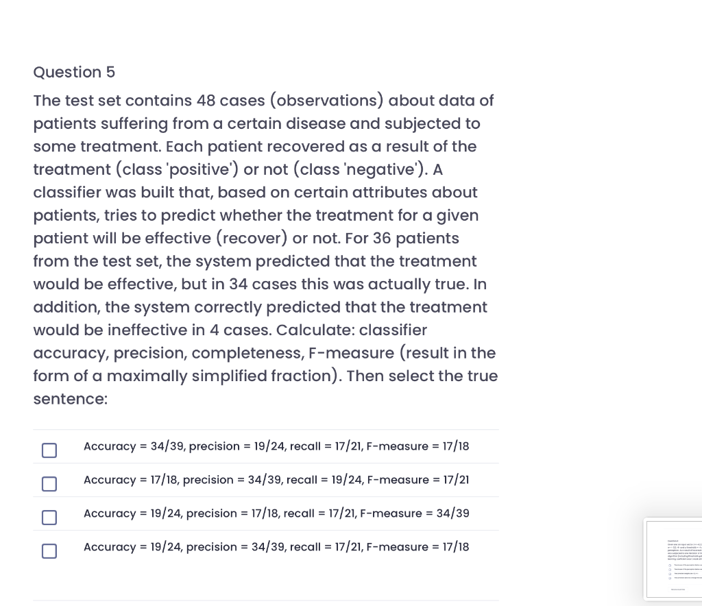 Solved Question 5 The test set contains 48 cases | Chegg.com