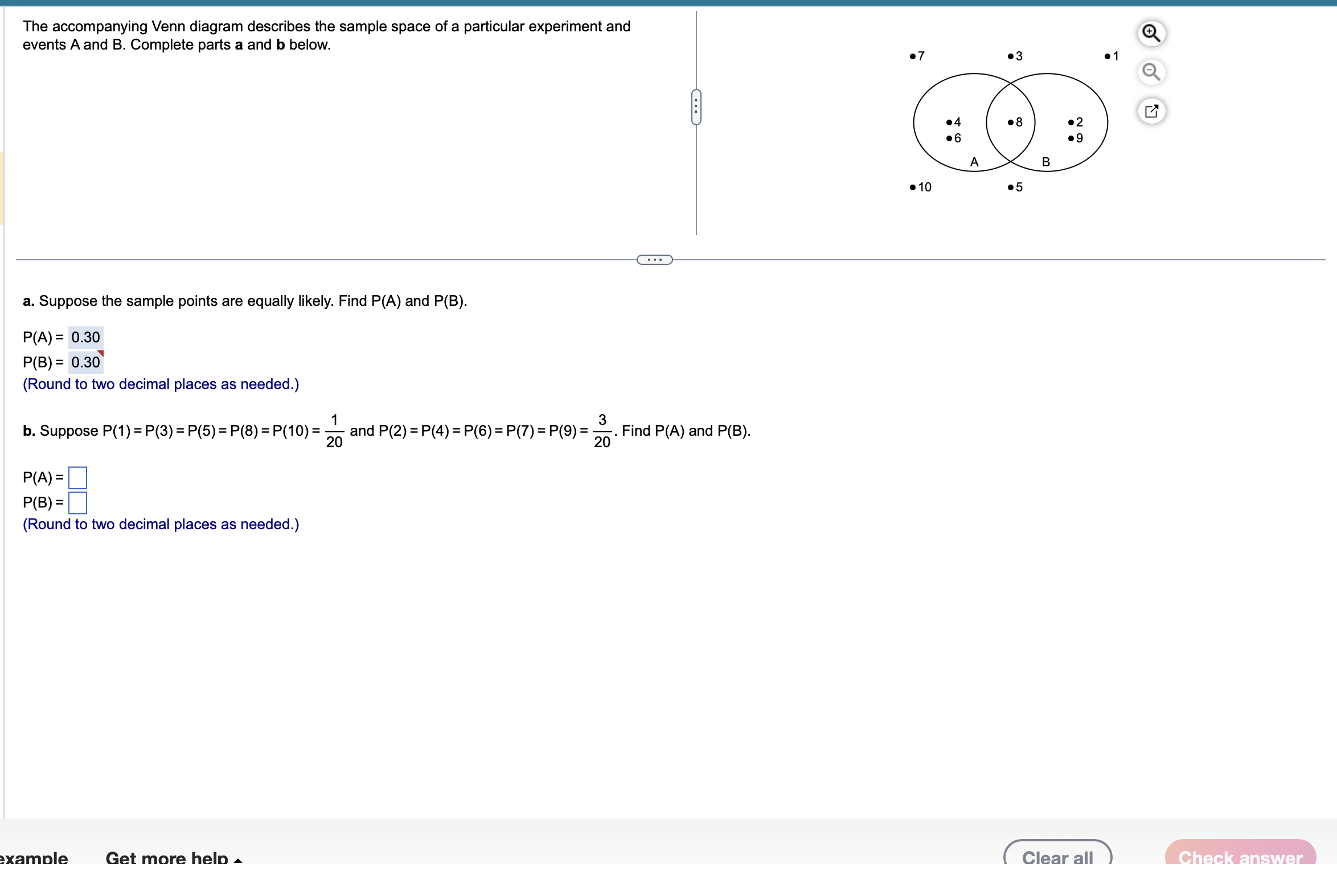 Solved The accompanying Venn diagram describes the sample | Chegg.com