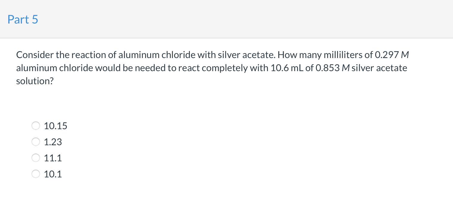 Solved Consider the reaction of aluminum chloride with | Chegg.com