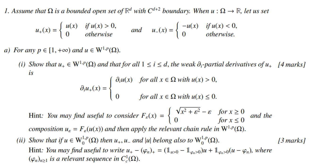 1. Assume that is a bounded open set of Rd with Cd+2 | Chegg.com