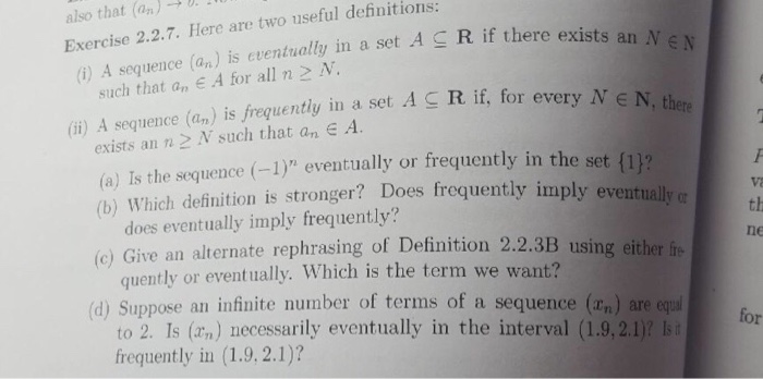 Solved also that (an) → o. Exercise 2.2.7. Here are two | Chegg.com