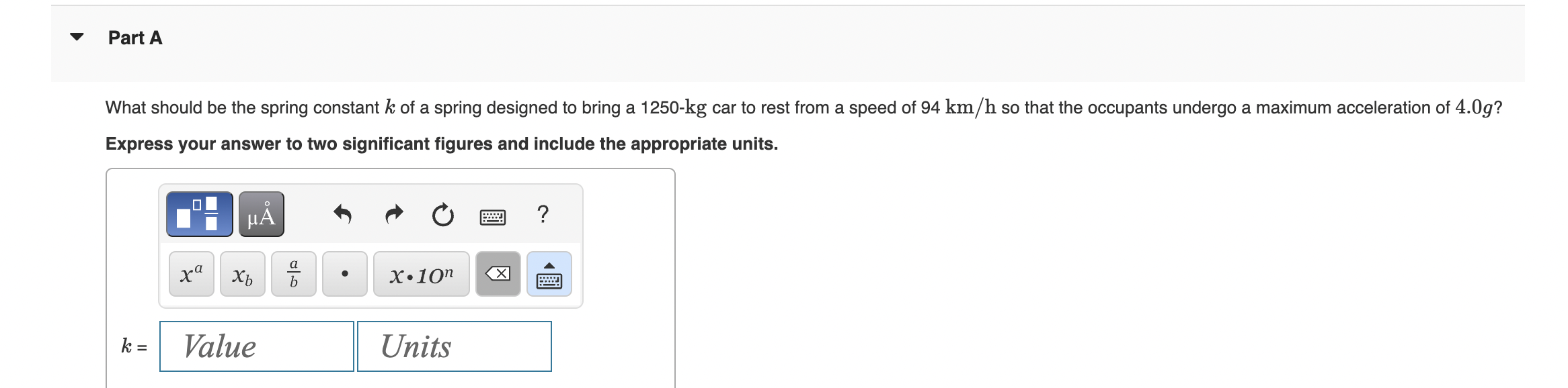 Solved What should be the spring constant k of a spring | Chegg.com