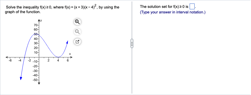 Solved Solve the inequality f(x)≥0, where f(x)=(x+3)(x−4)2, | Chegg.com