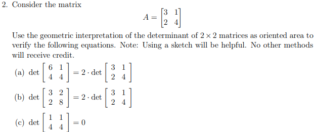 Solved 2. Consider the matrix [ 31] A= Use the geometric | Chegg.com