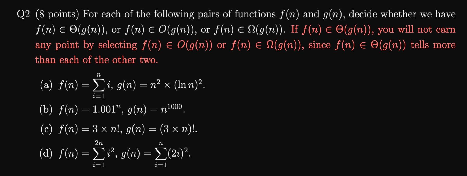 Solved 22 (8 points) For each of the following pairs of | Chegg.com