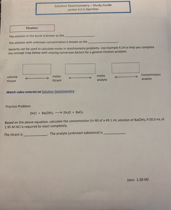 Solved Solution Stoichiometry-Study Guide section 4.5 in | Chegg.com