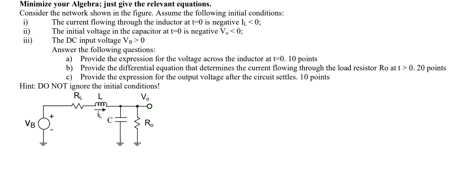 Solved Minimize your Algebra; just give the relevant | Chegg.com