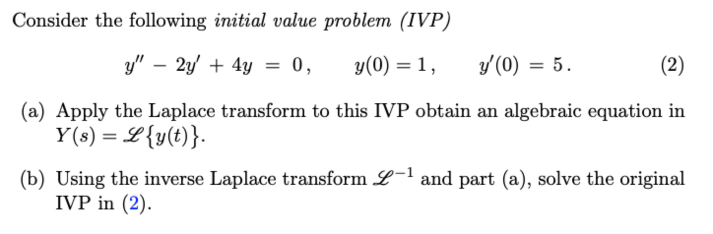 Solved Consider the following initial value problem (IVP) y" | Chegg.com