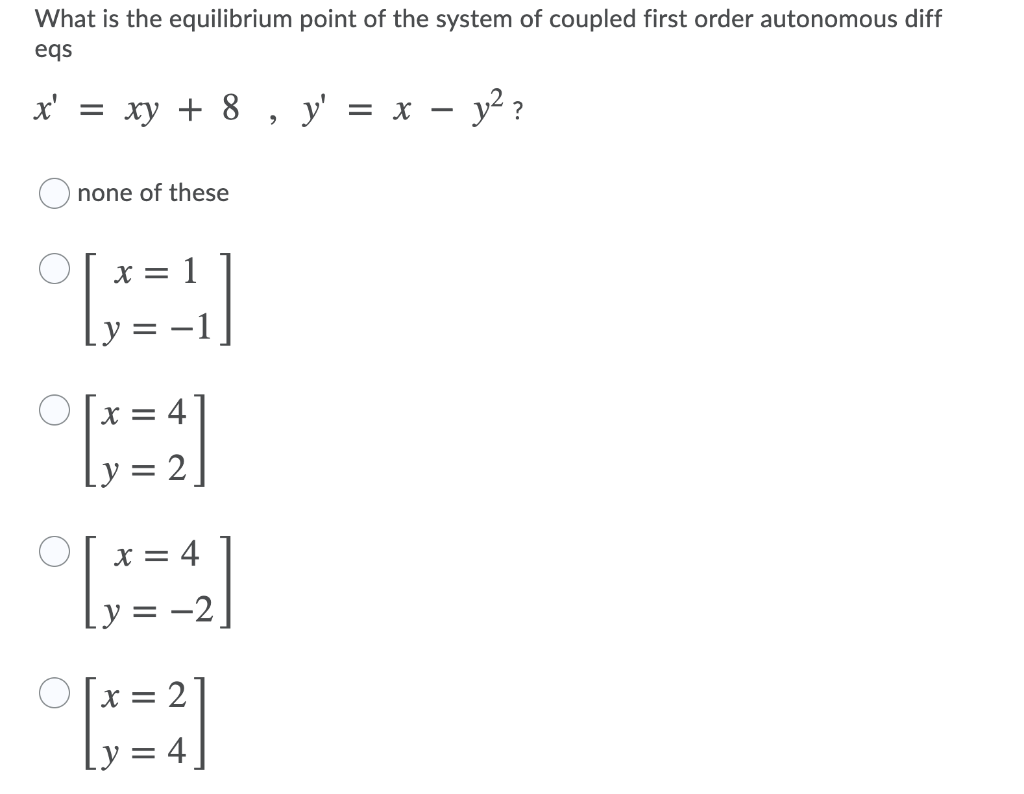 Solved = = A system of first order linear autonomous diff | Chegg.com