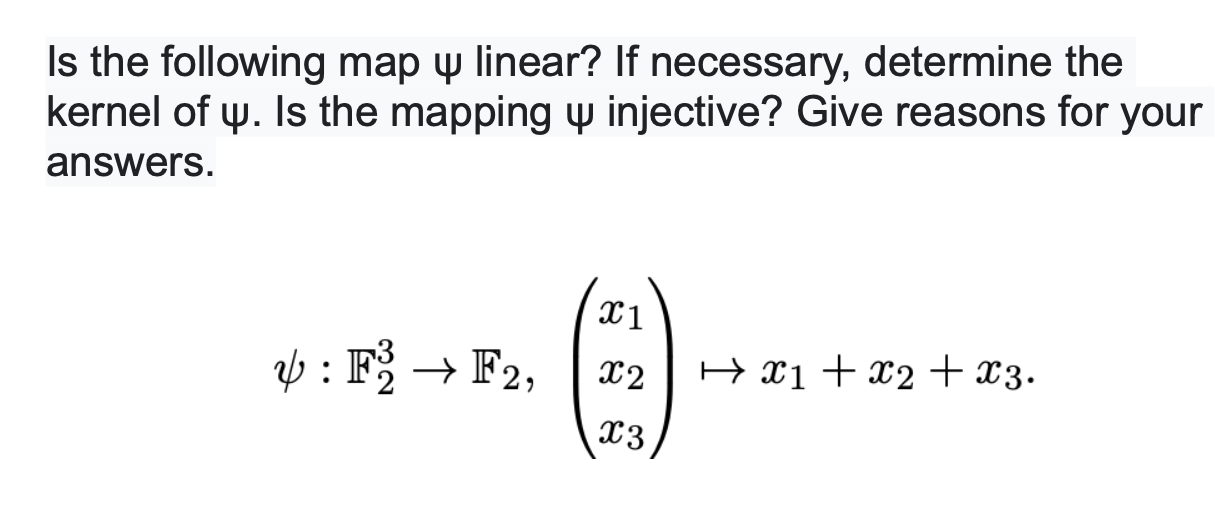 Solved Is the following map y linear? If necessary, | Chegg.com