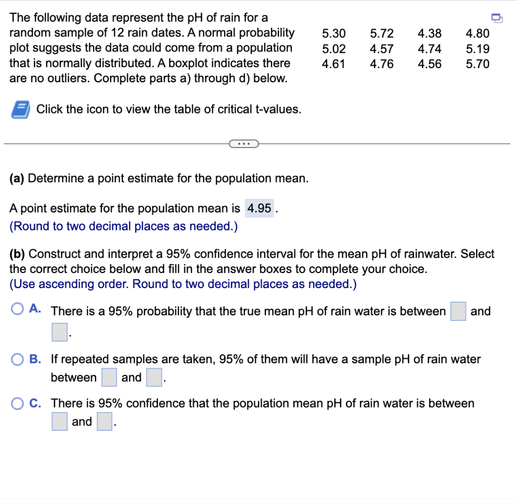 Solved Click the icon to view the table of critical | Chegg.com