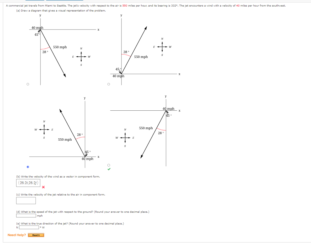 Solved (b) Write the velocity of the wind as a vector in | Chegg.com