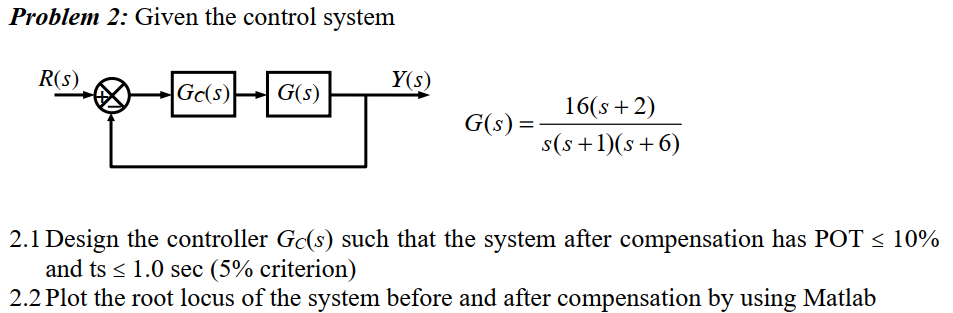 Solved Problem 2: Given the control | Chegg.com