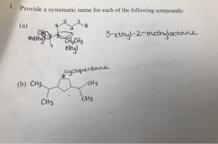 Solved Provide a systematic name for each of the following | Chegg.com
