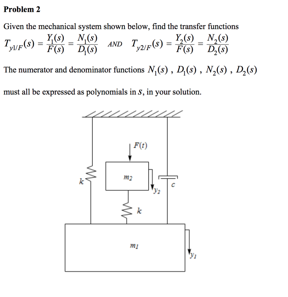 Solved Problem 2 Given the mechanical system shown below, | Chegg.com