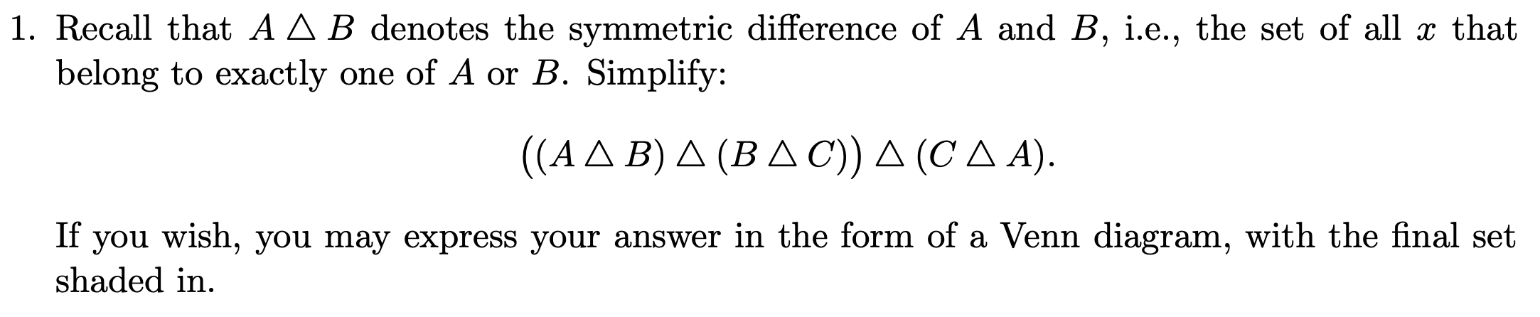 Solved Recall that A B denotes the symmetric difference of A | Chegg.com