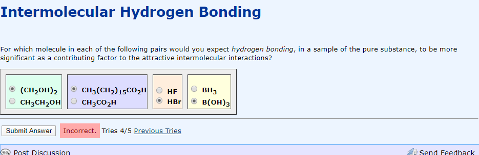 Solved Intermolecular Hydrogen Bonding For which molecule in | Chegg.com
